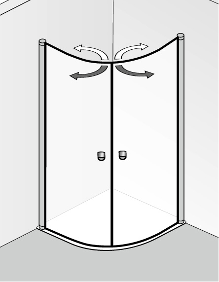 HSK Exklusiv douchecabine kwartrond 2-delig met draaideur 90x90x200cm ...