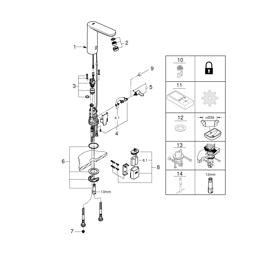 Grohe Eurosmart Cosmopolitan E elektronisch Wastafelmengkraan chroom ...
